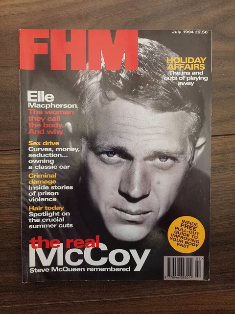 FHM MAGAZINE NO.55 July 1994 Steve McQueen Cover / Elle Macpherson £9. ...