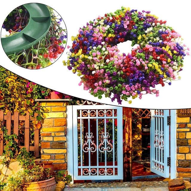 AM LIOREZ VOTRE D CORATION de porte d'entr e avec une superbe couronne de gyp EUR 23,80 ...