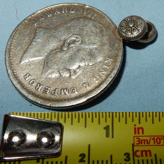 ANTIQUE 1905 ONE India Rupee Coin Fob Silver Edward Vii King Emperor £0 ...