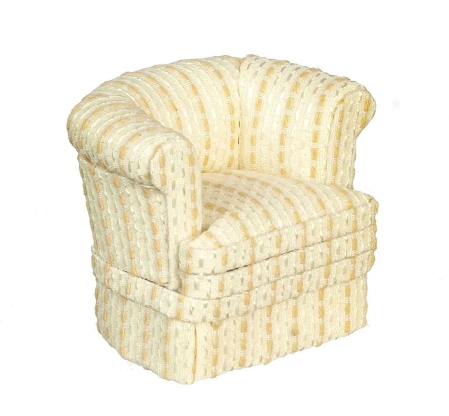 POUPÉES MAISON CRÈME Baignoire Fauteuil Avec Doré Bandes JBM Salon Meubles 1:12 EUR 67,86 ...