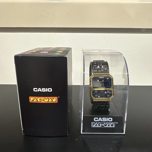 CASIO VINTAGE A100WEPC PAC-MAN Digital Black/Gold Watch A100WEPC-1B ...