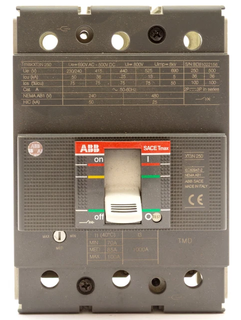 ABB SACE TMAX XT MCCB MCCB 3P 100A, 100 AMP FIXED XT3N 250 TMD ...