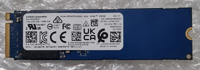 KIOXIA TOSHIBA KBG40ZNV256G BG4 NVME M.2 2280 256GB SSD HP Laptop EUR ...