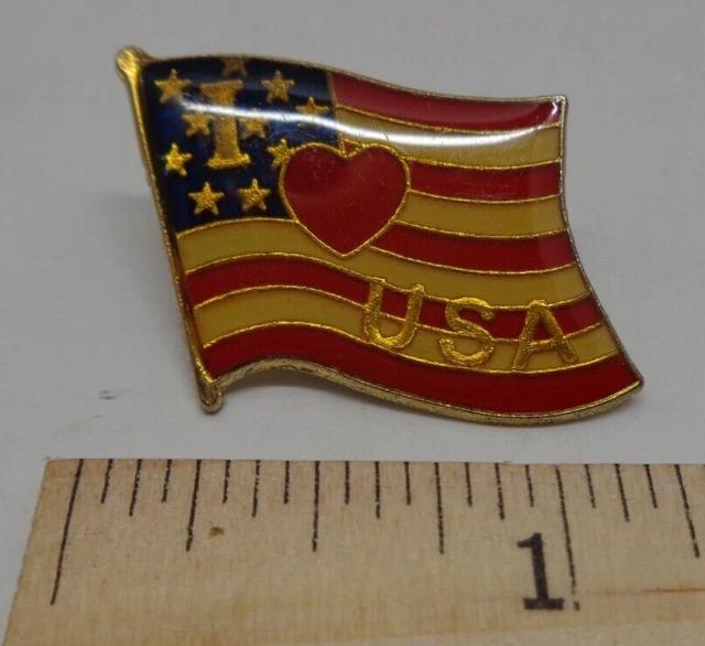 ENAMEL I HEART USA Flag Lapel Pin Hat Pin £4.29 - PicClick UK