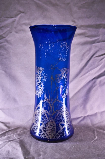 VASE VERRE BLEU décor doré style Legras Montjoye ancien 1900 art nouveau EUR 120,00 - PicClick FR