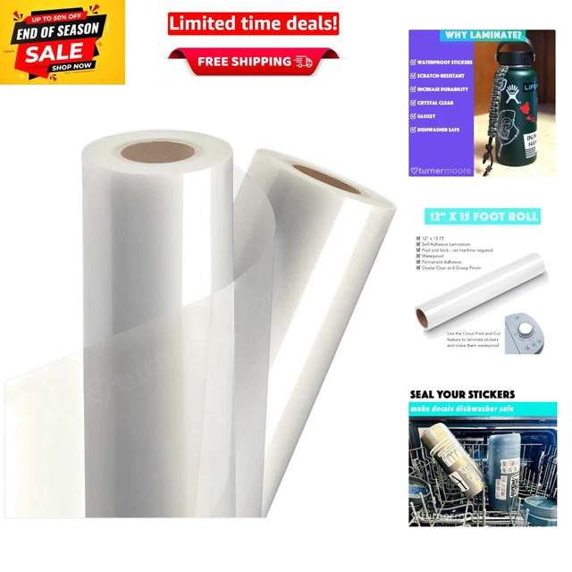 CLEAR VINYL SELF-ADHESIVE Laminate 12 by 15 ft Roll - for Cricut ...