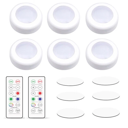 LED CLOSET LIGHTS RGB Wireless Puck Lights Under Cabinet Lighting ...