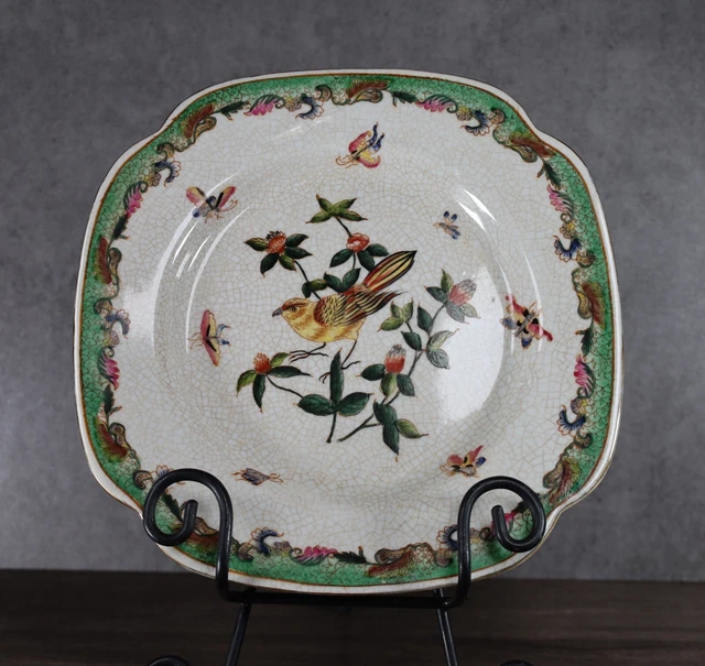 CHINESE ANTIQUE HUA Ping Tang Zhi bird and butterflies decorative plate ...