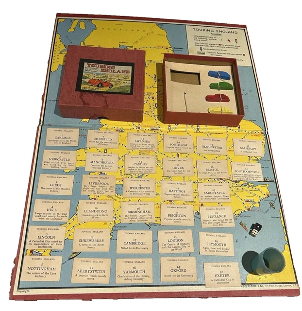 VINTAGE TOURING ENGLAND Board Game By Geographia 1950-60s Motor Car ...