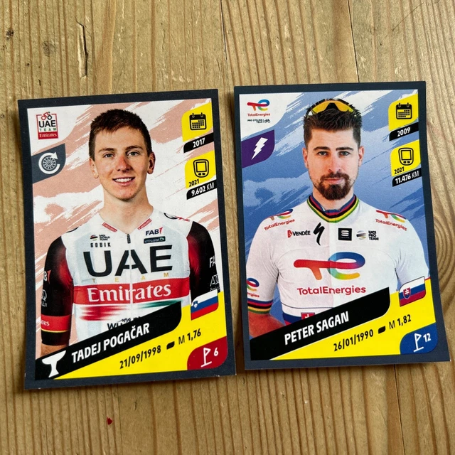 PANINI TOUR DE FRANCE 2022 Stickers Tadej Pogacar 336 + Peter Sagan 315 ...