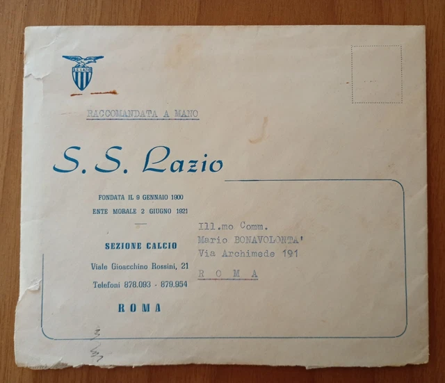 S.S. LAZIO BUSTA + Biglietto Auguri A Mario Riva Anni 50 Carta ...