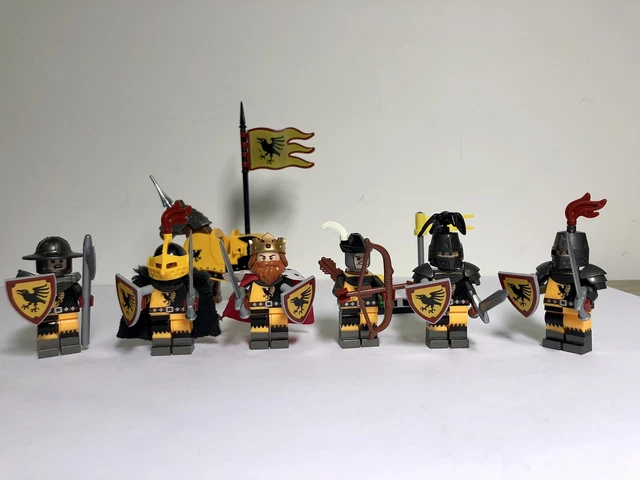 BRICKS CASTLE RAVEN Knights , Army x6 , Custom , Barding Horse, King ...