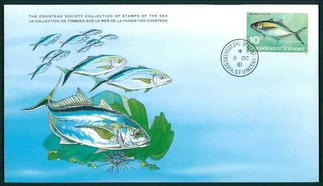 ST. VINCENT MK 1981 FISH FISH FISH FISH COUSTEAU SOCIETY MAXIMUM CARD ...
