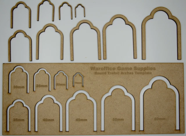 MDF ROUNDED TREFOIL Arches Template Wargames Dnd Trains Scenery ...