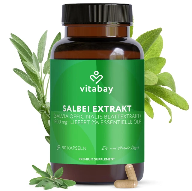 SALBEI EXTRAKT 1900 mg - 90 VEGANE Salbei Kapseln hochdosiert ...