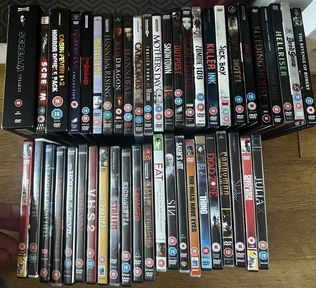 50+ HORROR DVD Collection/lot Rare + OOP Banned Cult Gory Classic ...