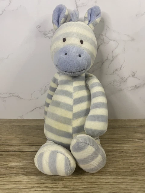 JELLYCAT TWIBBLE ZEBRA Soft Toy Blue stripe Baby Comforter rare retired ...