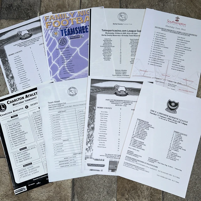 8 X DERBY County Reserve Team Sheets £2.75 - PicClick UK