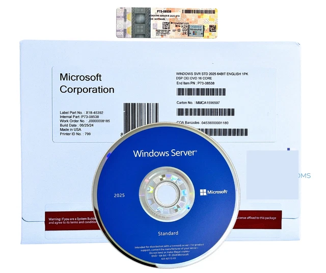 MICROSOFT WINDOWS SERVER 2025 Standard 16 Core DVD-key £49.00 - PicClick UK
