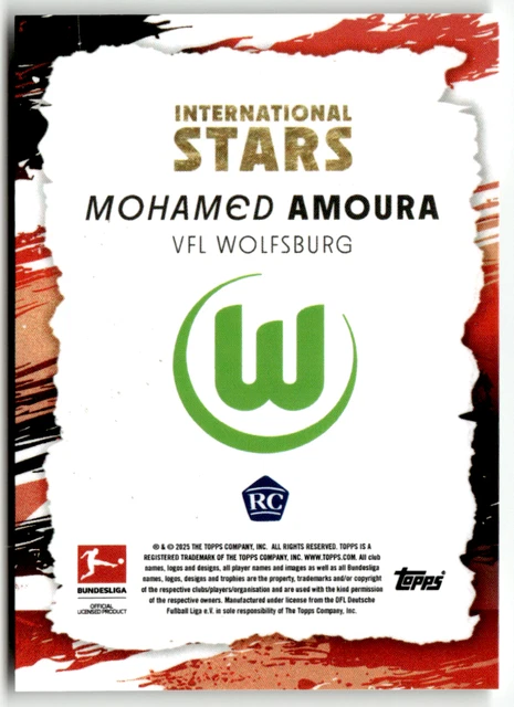 TOPPS BUNDESLIGA ESTRELLAS Internacionales 2025 Mohamed Amoura Novato ...