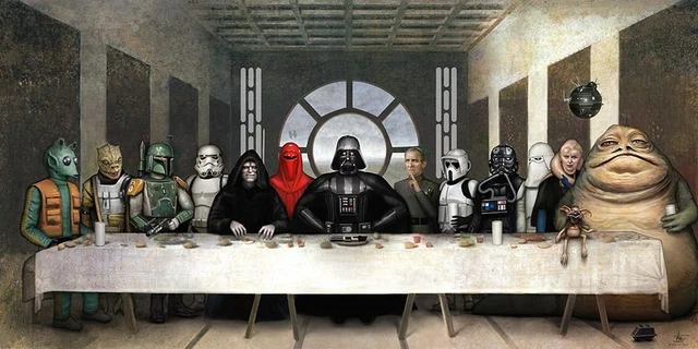 NATHAN SZERDY SIGNED Star Wars Last Supper Art Print Darth Vader Boba ...