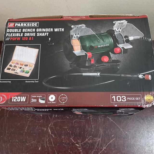 PARKSIDE DOUBLE BENCH GRINDER with Flexible Drive Shaft +103 piece ...