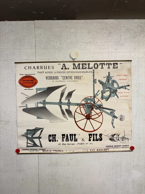 RARE AFFICHE ANCIENNE Agricole Melotte Charrues Années 1910’s 1920’s ...