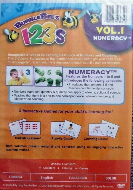 BUMBLEBEE KIDS BumbleBees 123s Vol.1 Numeracy DVD Age 6 Months and up ...