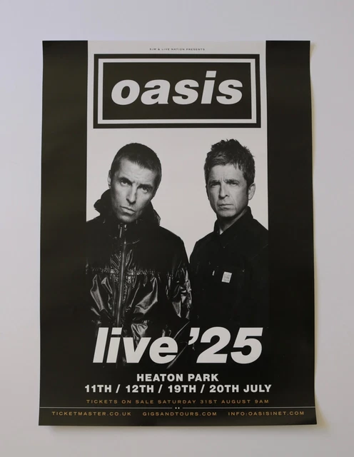 OASIS LIVE '25 Heaton Park Manchester July 2025 Promo A3 Poster £31.87 ...