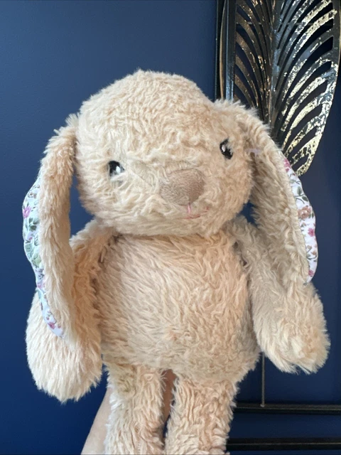 ASDA BEIGE BUNNY soft toy floral flower ears rabbit plush good ...