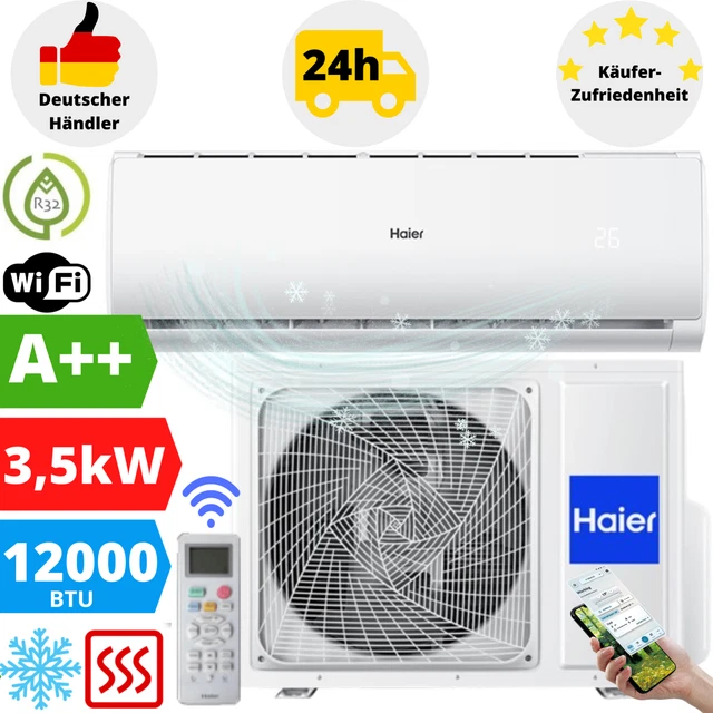 HAIER TAYGA SPLIT Klimaanlage 12000BTU Klimagerät Inverter Klima WLAN 3 ...