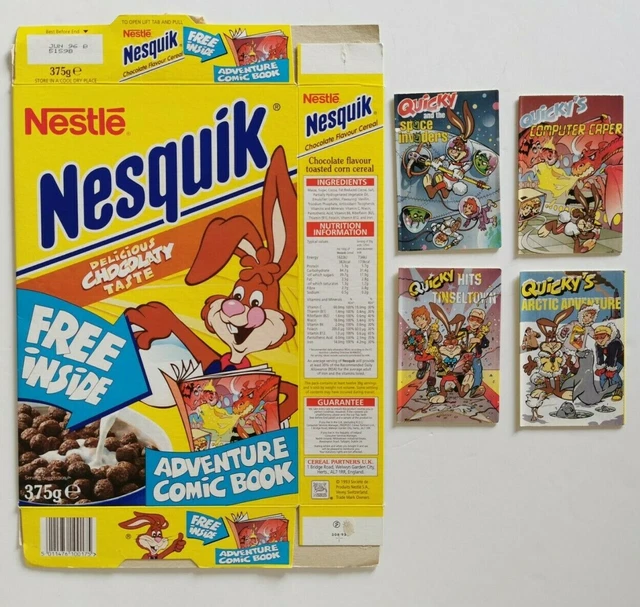 1995 NESTLE NESQUIK Cereal The Adventures of Quicky Set Comics & Packet ...