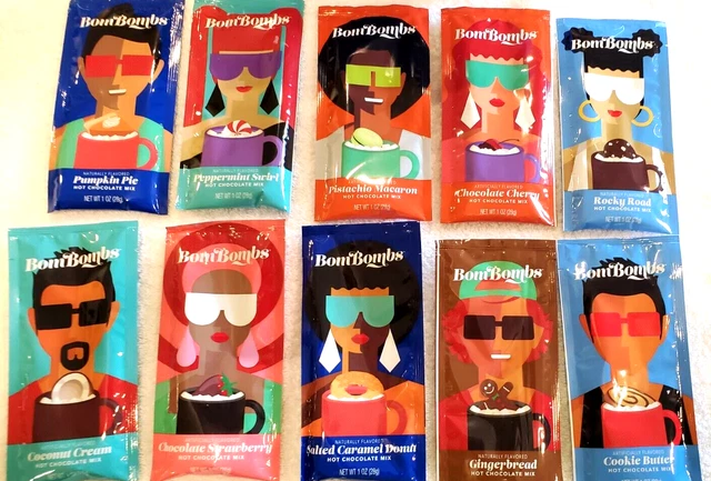 (42) BOM BOMBS Hot Choc Gourmet Mix Fun Package 10 Unique Flavors NEW ...