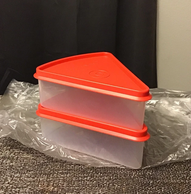 NEW TUPPERWARE PIE Wedge/Slice Keeper Triangle/Red Lid/Set $14.00 ...