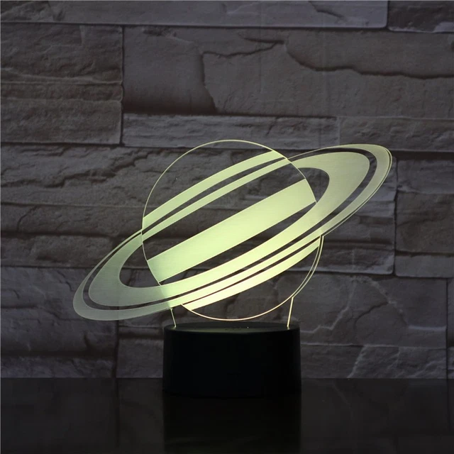 3D PLANET SATURN 7 Color Change Night Light LED Desk Lamp Touch ...