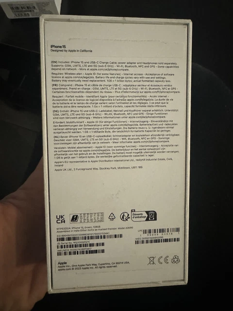 APPLE IPHONE 15 128 Go Vert BOÎTE VIDE EUR 2,00 - PicClick FR