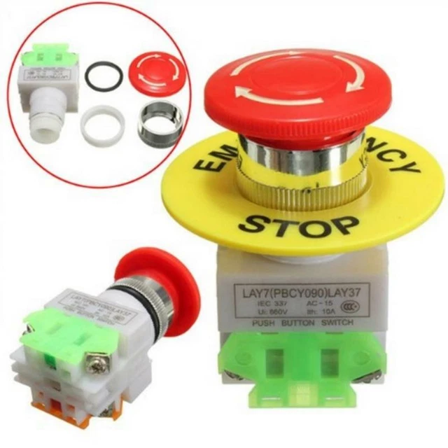 EMERGENCY STOP PH Button Switch AC 660V 10A Switch Lift Latching Self ...