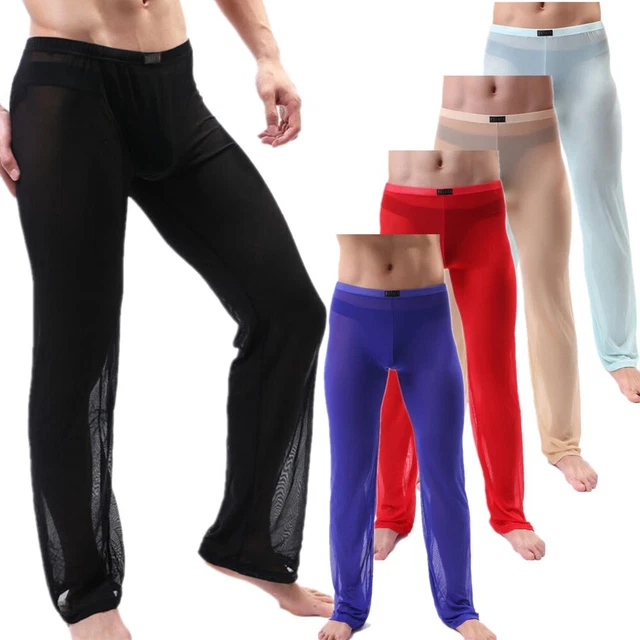 MEN'S MESH SHEER Sleep Lounging Pants See Through Bottoms Underwear ...