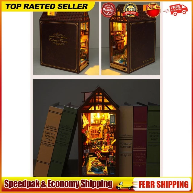 DIY BOOK NOOK Kit 3D Light Up Bookend Toys Wooden Christmas Gifts (Past ...