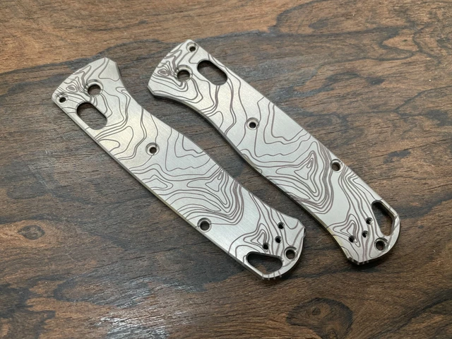 TOPO ENGRAVED CUSTOM Titanium Scales for Benchmade Bugout 535 Knife USA ...