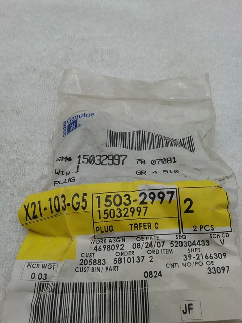 NEW GENUINE GM General Motors Oem Plug Part No. 15032997 $21.69 ...