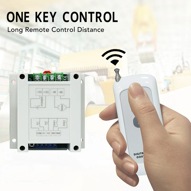 DC MOTOR CONTROL Module 10A Forward Reverse Controller Remote Control ...