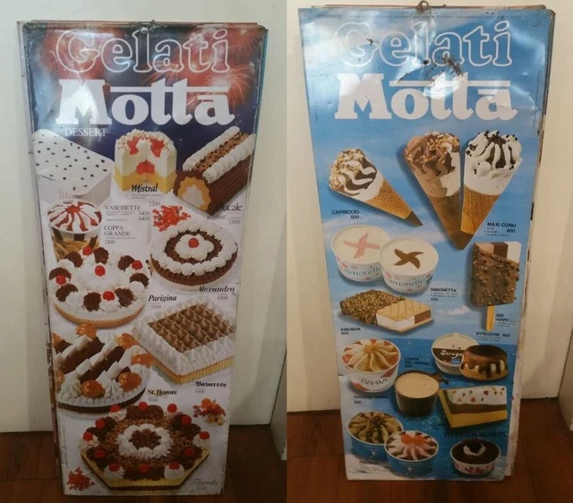 GELATI MOTTA 70 80 tabelle insegna cartello torte latta prezzi lire ...