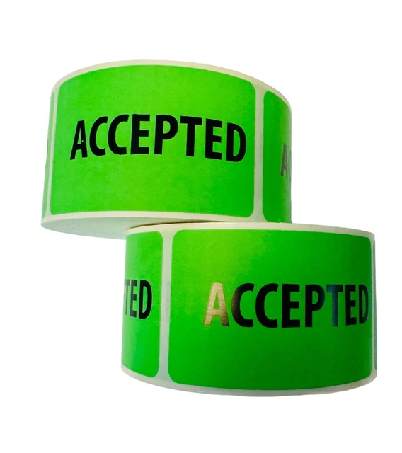 500 ACCEPTED QC Green Inventory Control Warehouse Label Stickers 1.5" x ...