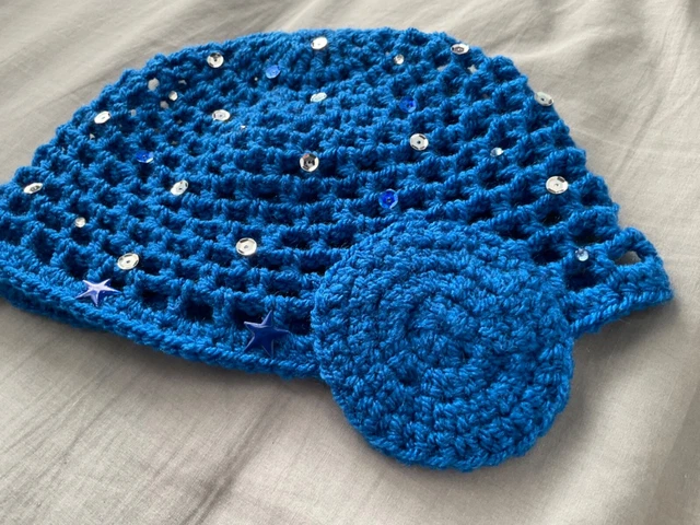 ABBA - AGNETHA Blue crochet hat, similar to worn at Eurovision 1974 £15 ...