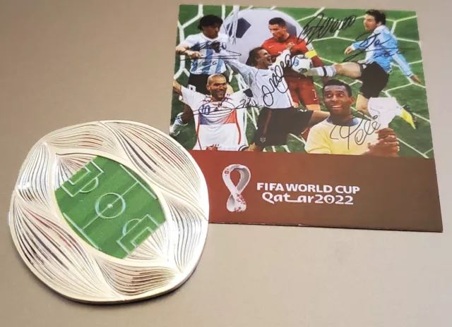 QATAR 2022 WORLD Cup Silver Coin 3D Stadium Medal Signed Messi Winners ...
