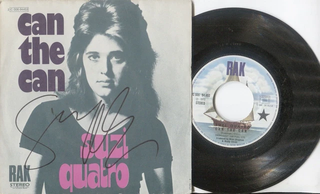 AUTOGRAPHE ORIGINAL SIGNED de la Chanteuse SUZI QUATRO sur Pochette SP ...