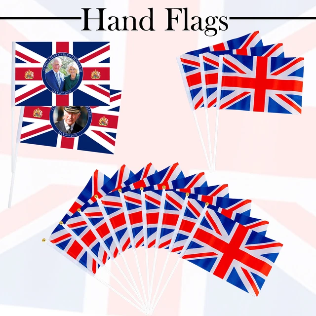 KING CHARLES CORONATION Waving Hand Flags Street Party Decors Royal ...