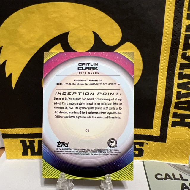 CAITLIN CLARK 2023 Bowman Inception Point #68 EUR 54,31 - PicClick IT