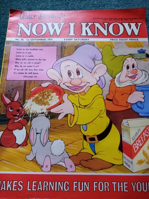 FOLDED MAGAZINE WALT Disney's Now I Know No. 48 September 1st 1973 £5. ...